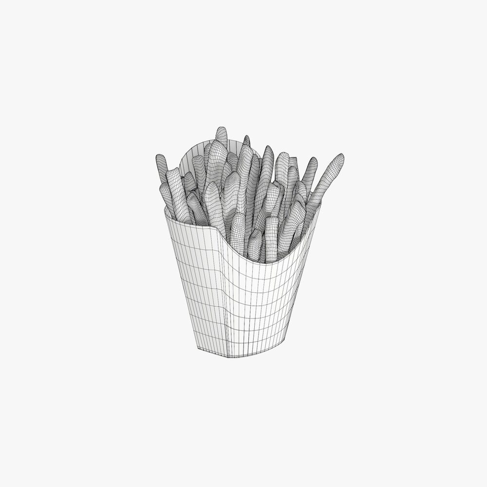 French Fries with Fast Food Paper Box 02 3D model - Download Fast food ...
