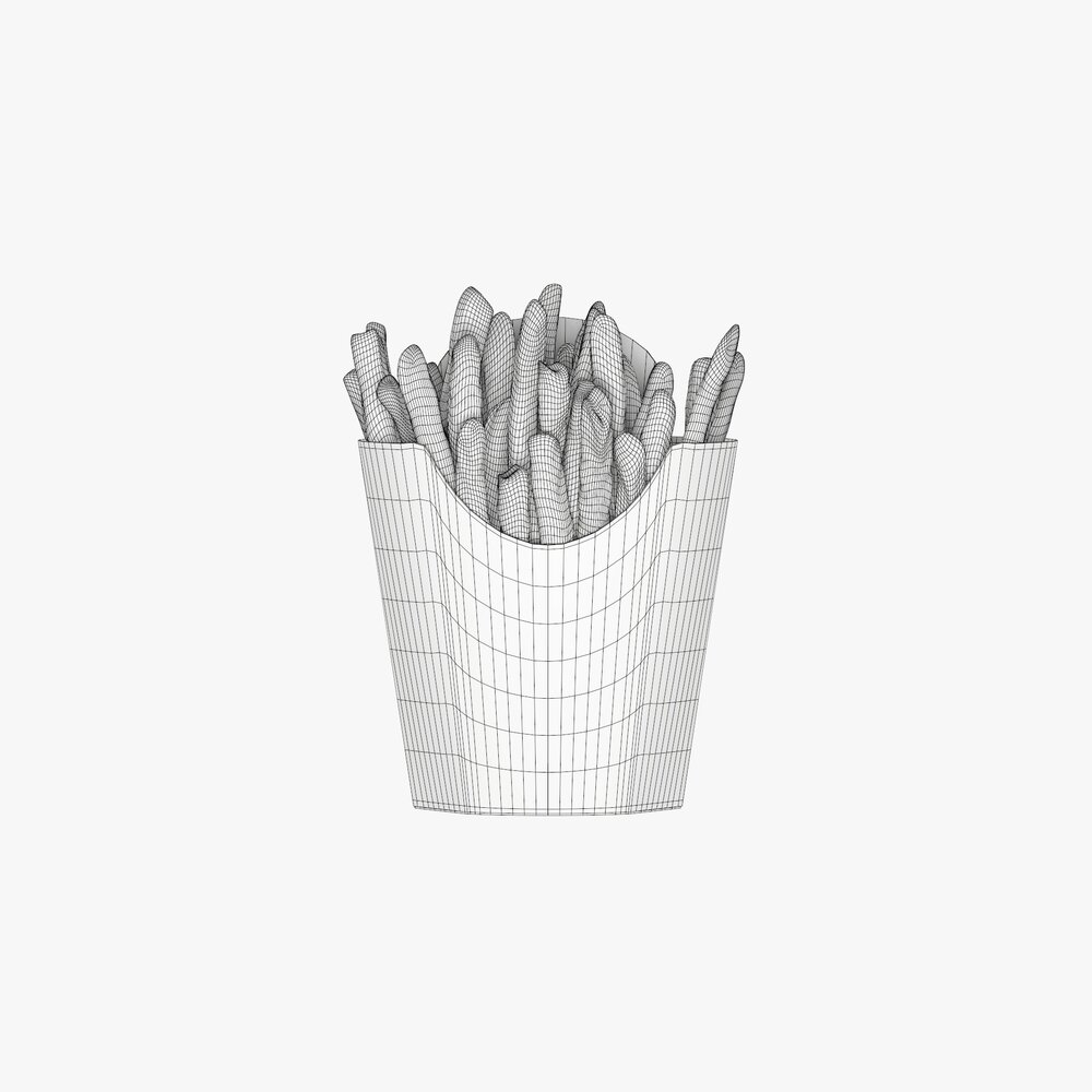 French Fries with Fast Food Paper Box 02 3D model - Download Fast food ...