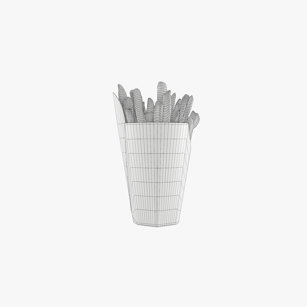 French Fries with Fast Food Paper Box 02 3D model - Download Fast food ...