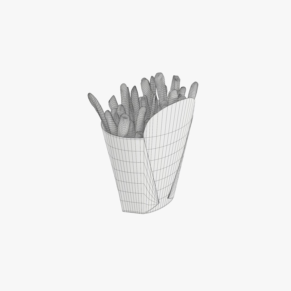 French Fries with Fast Food Paper Box 02 3D model - Download Fast food ...