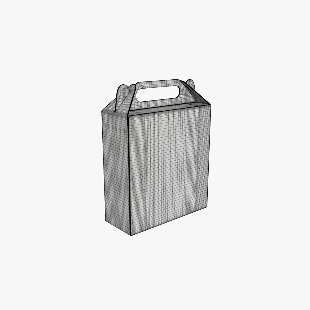 Kraft Paper Gable Box with Handle 3D model - Download Mockup on ...