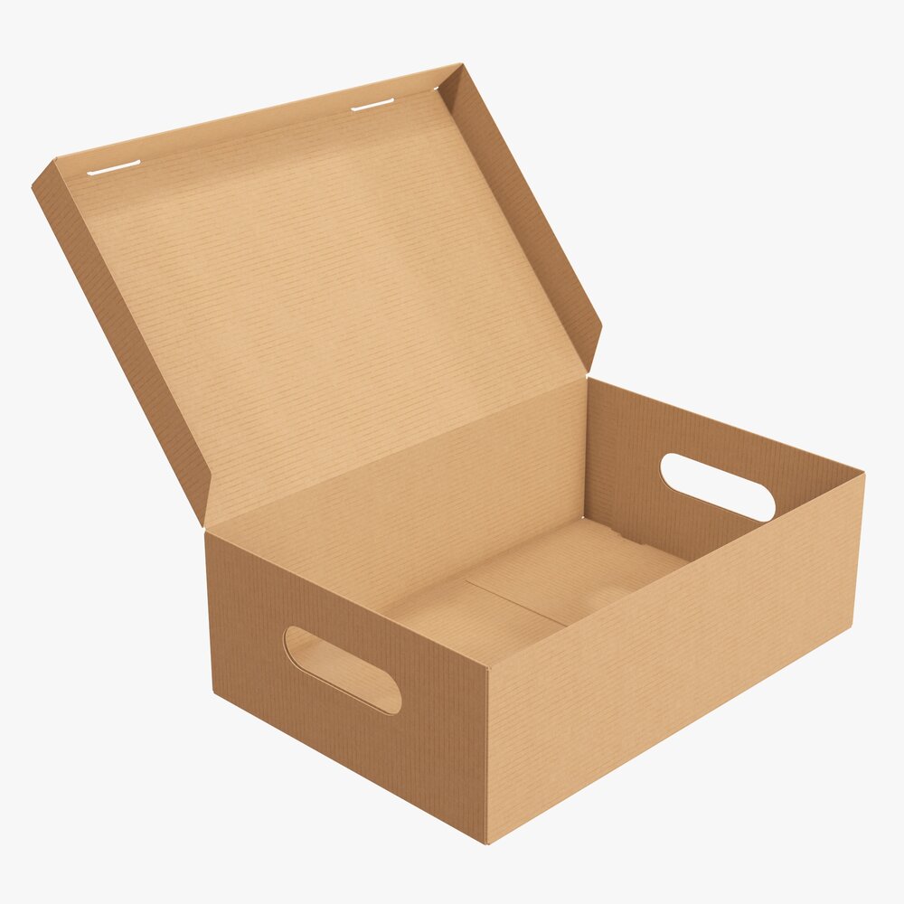 Shoes Cardboard Box Open 3D model - Download Accessories on 3DModels.org
