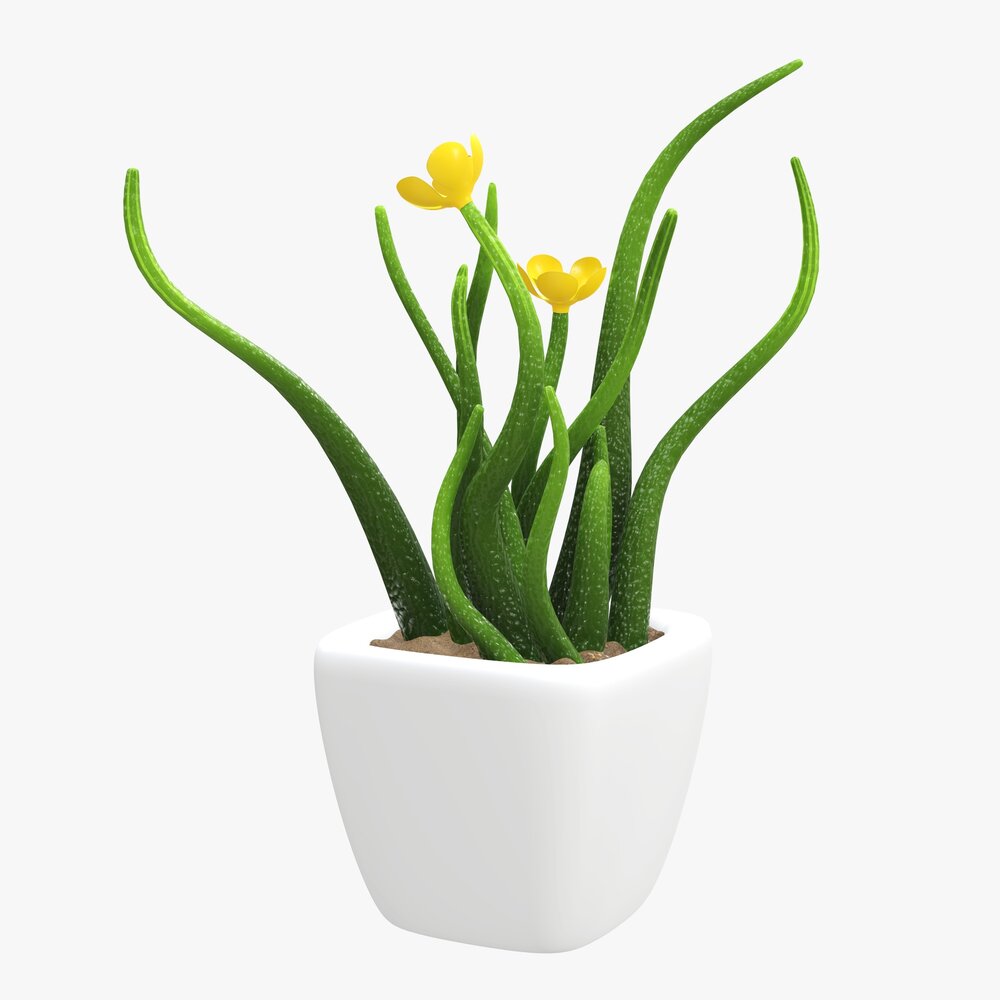 Artificial Decorative Plant with Yellow Blooms 3D model - Download ...