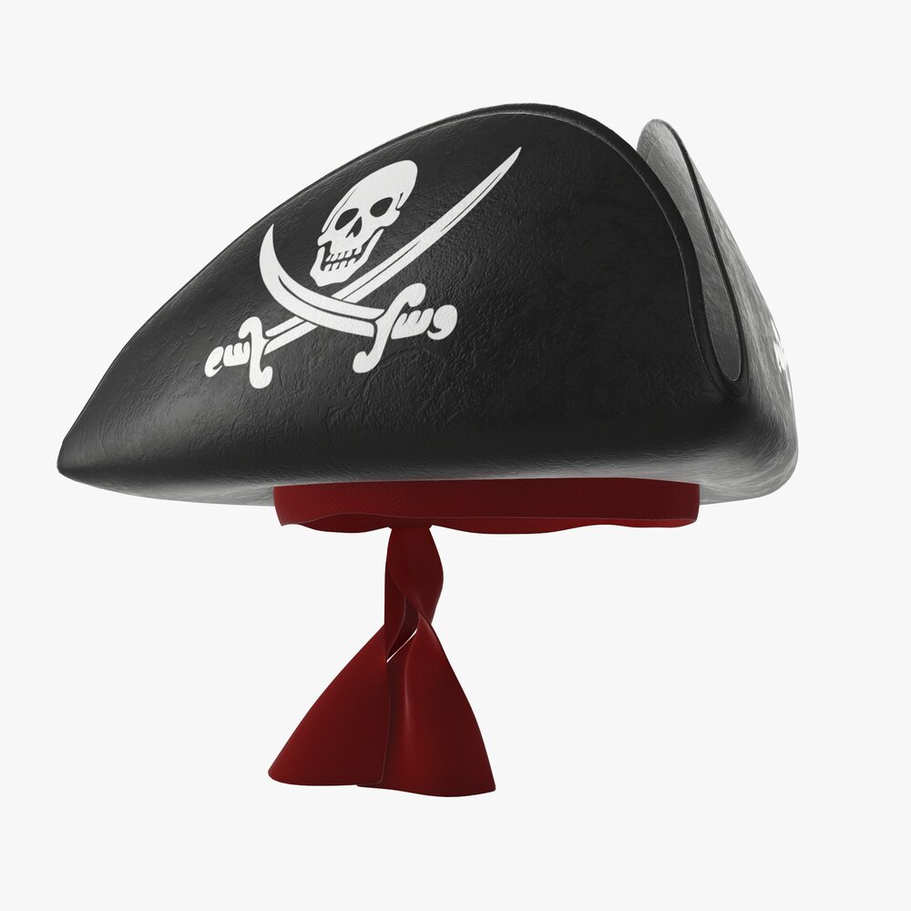 Pirate Tricorn Hat With Skulls And A Red Bandana 3D model - Download ...