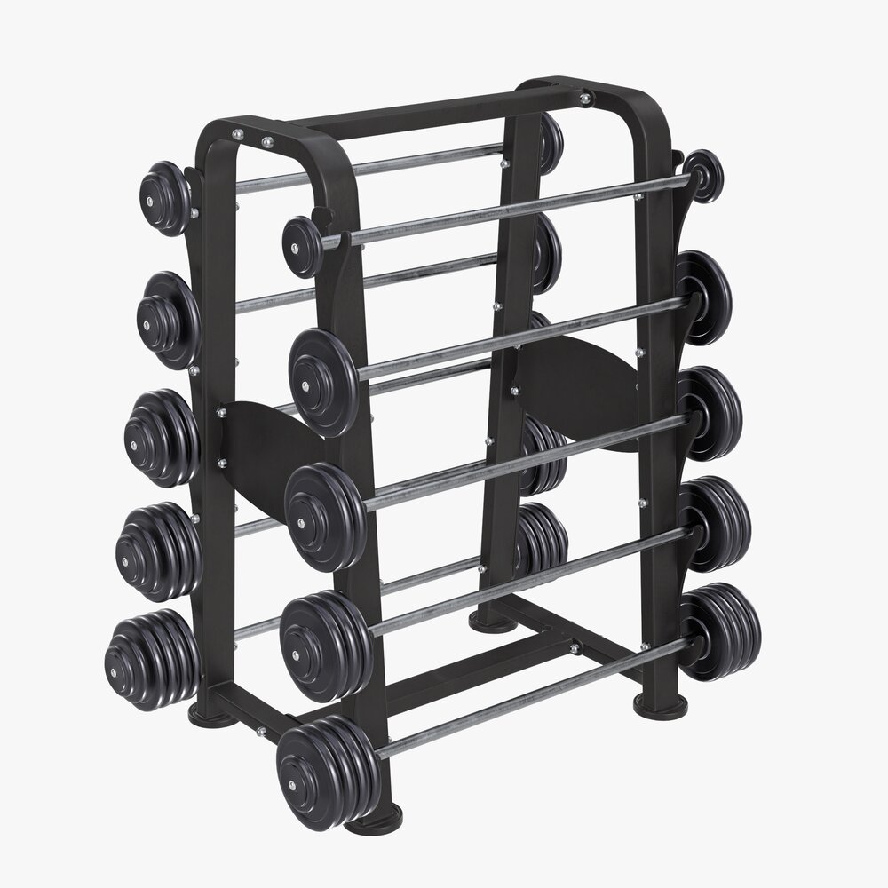 Barbell Set On Rack 01 3D model - Download Sports Equipment on 3DModels.org
