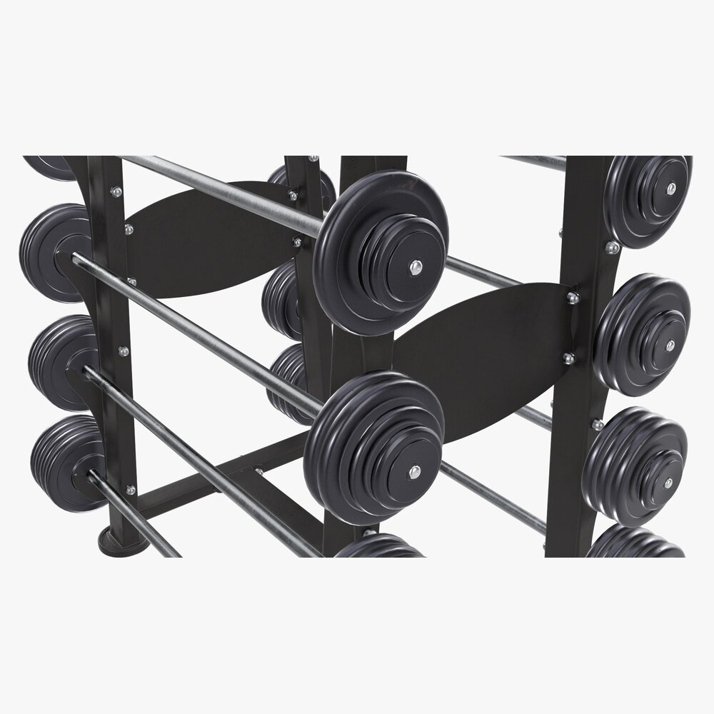 Barbell Set On Rack 01 3D model - Download Sports Equipment on 3DModels.org