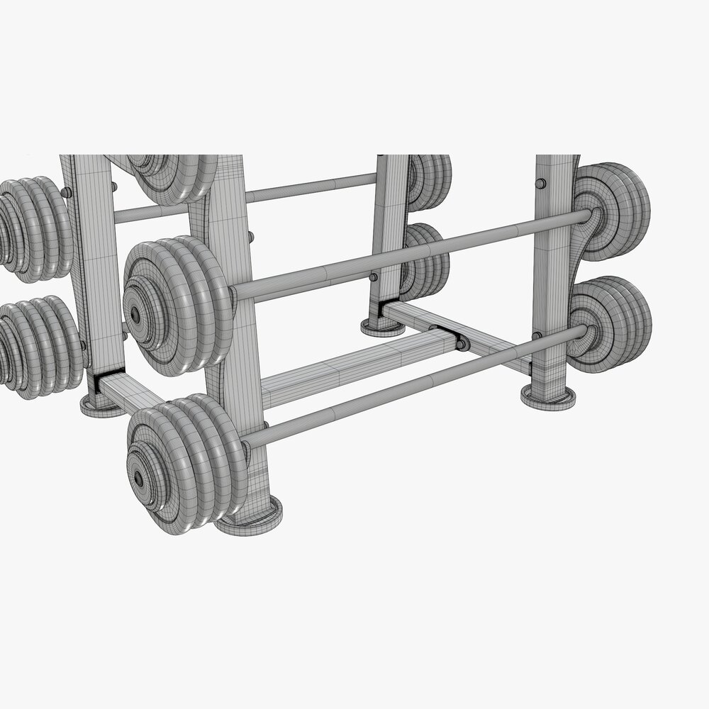 Barbell Set On Rack 01 3D model - Download Sports Equipment on 3DModels.org