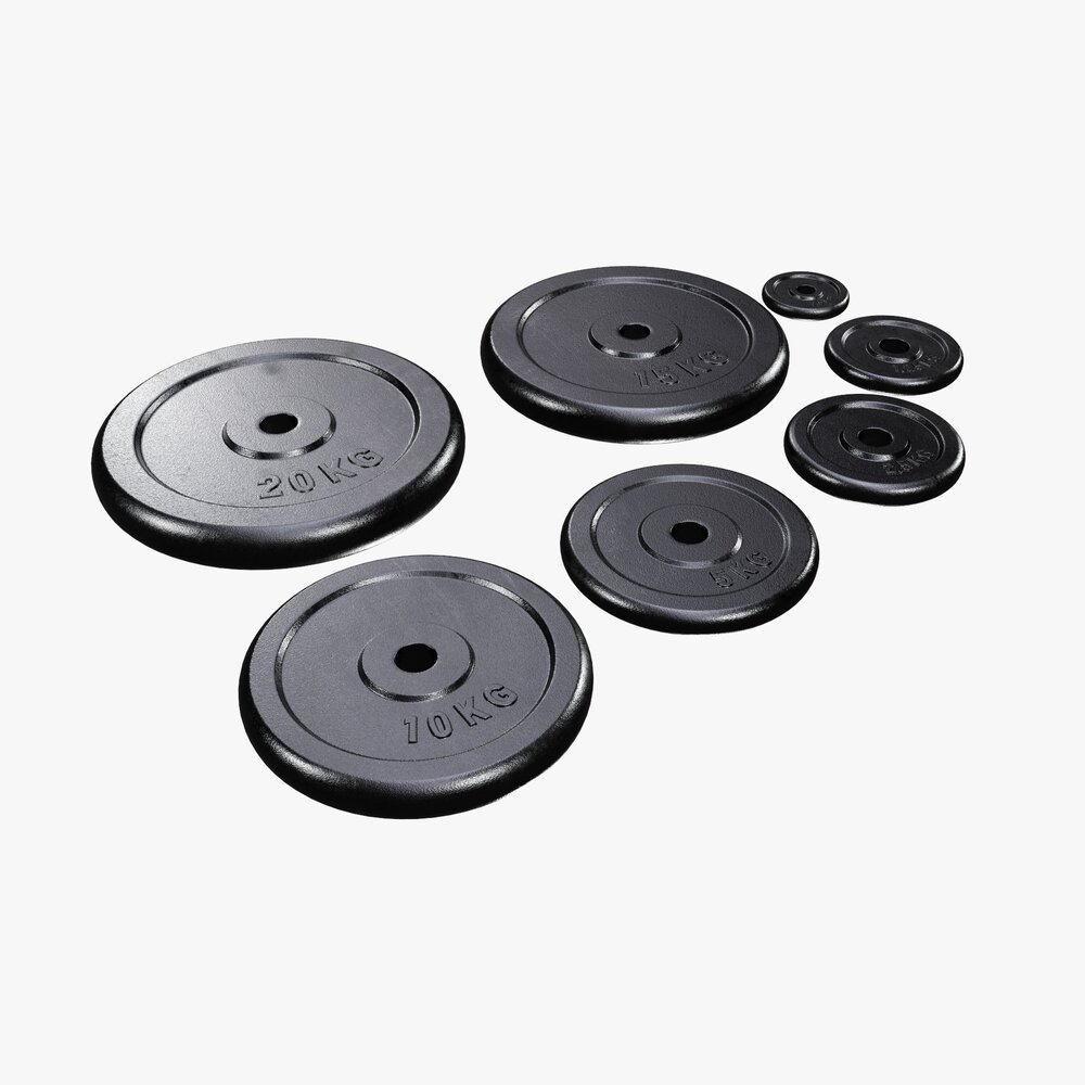 Barbell Weight Plate Set 3D model - Download Sports Equipment on ...