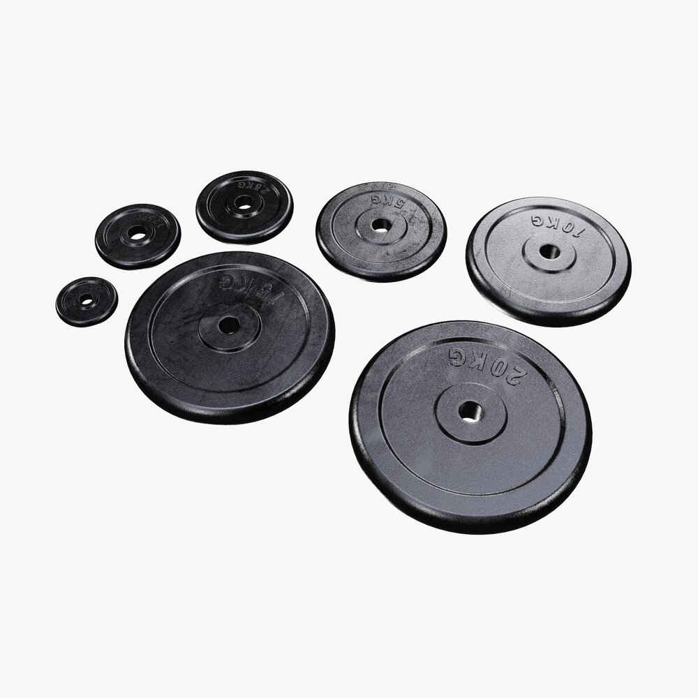 Barbell Weight Plate Set 3D model - Download Sports Equipment on ...