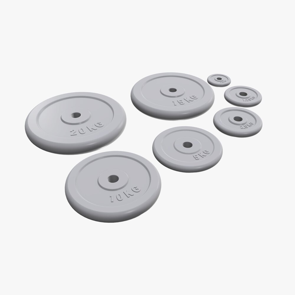 Barbell Weight Plate Set 3D model - Download Sports Equipment on ...