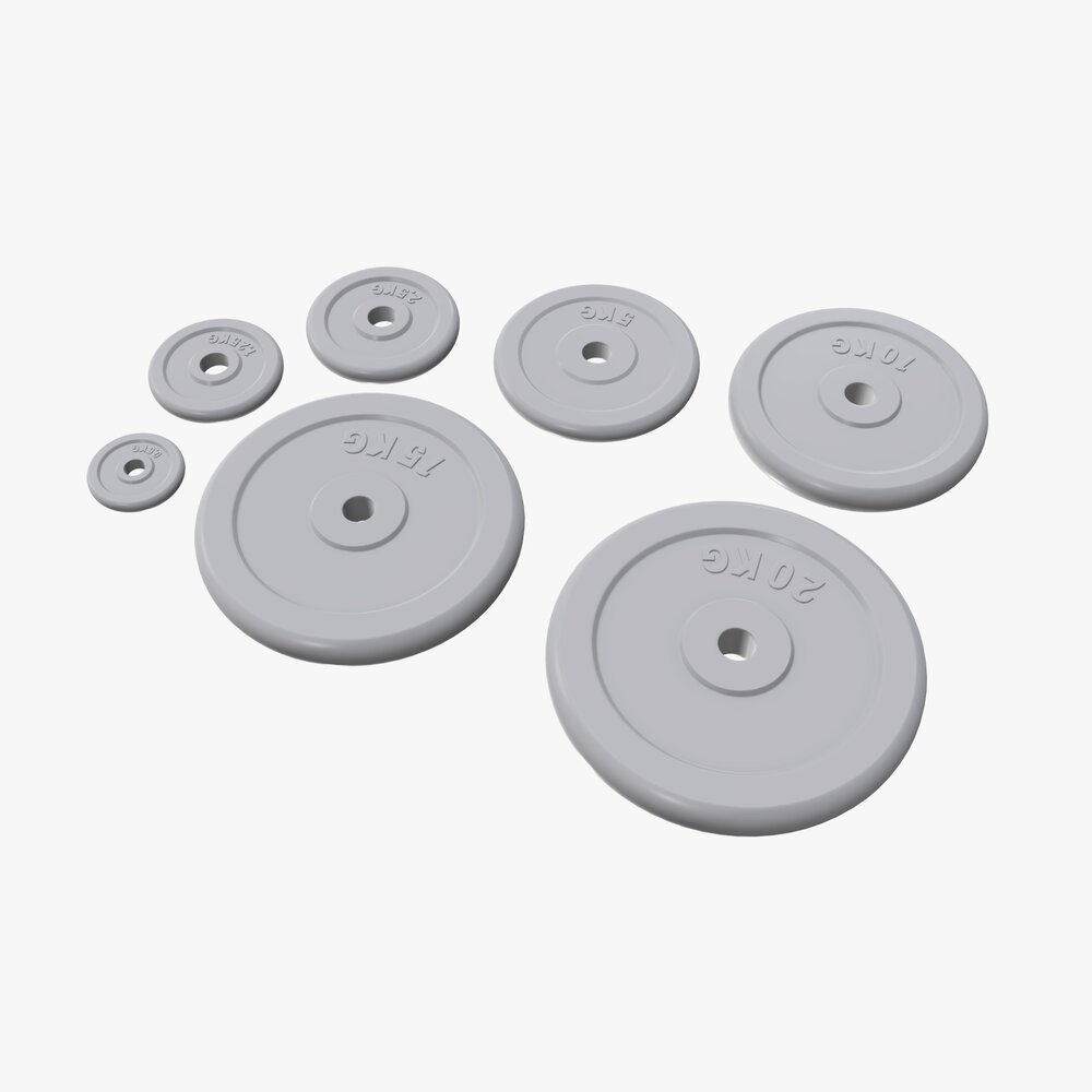 Barbell Weight Plate Set 3D model - Download Sports Equipment on ...