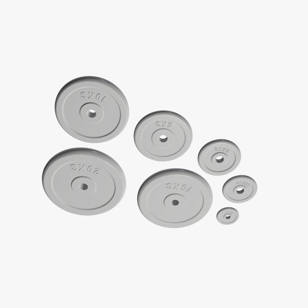 Barbell Weight Plate Set 3D model - Download Sports Equipment on ...