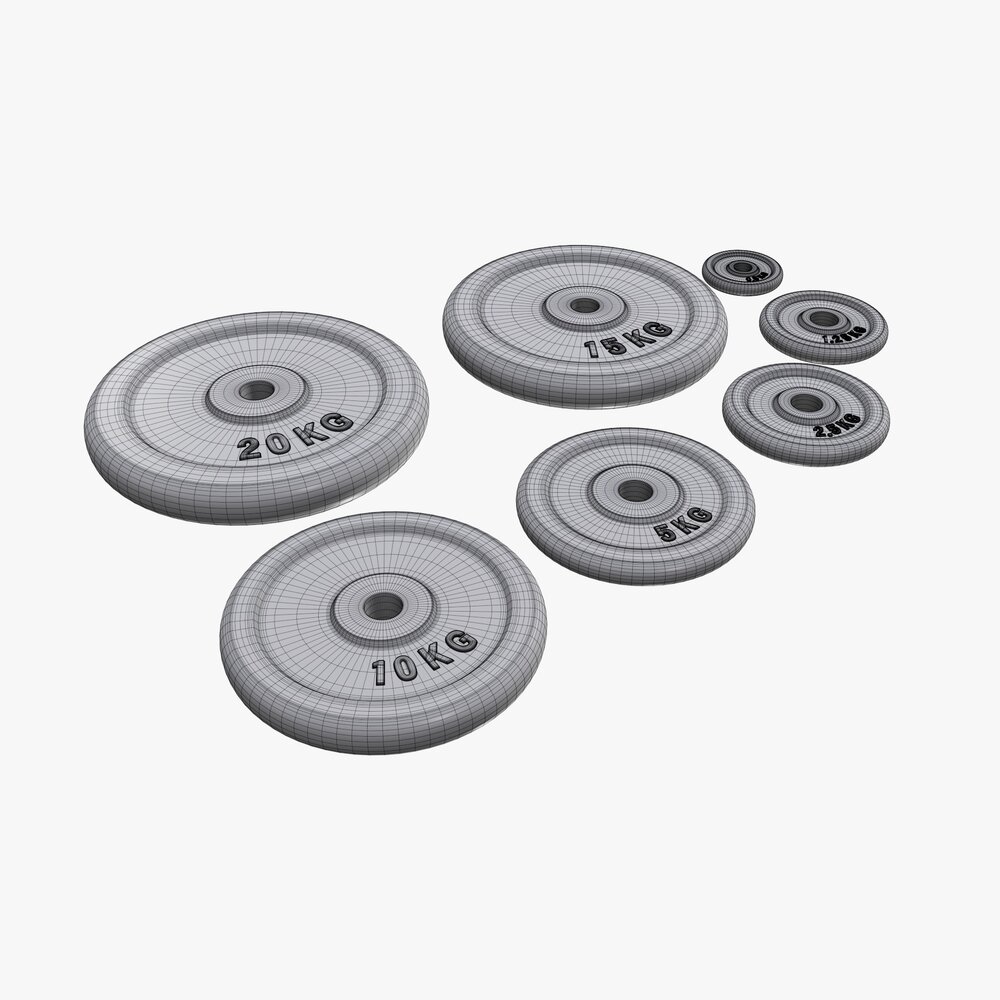 Barbell Weight Plate Set 3D model - Download Sports Equipment on ...
