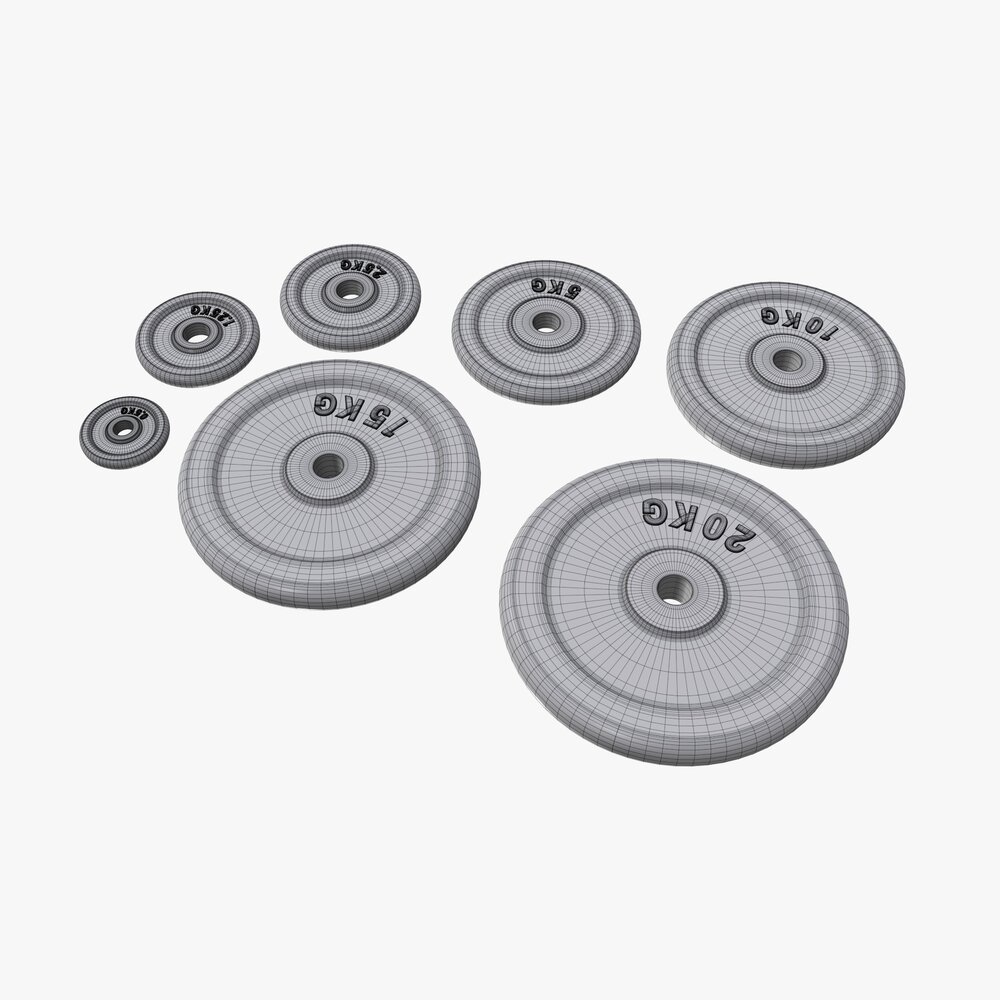 Barbell Weight Plate Set 3D model - Download Sports Equipment on ...
