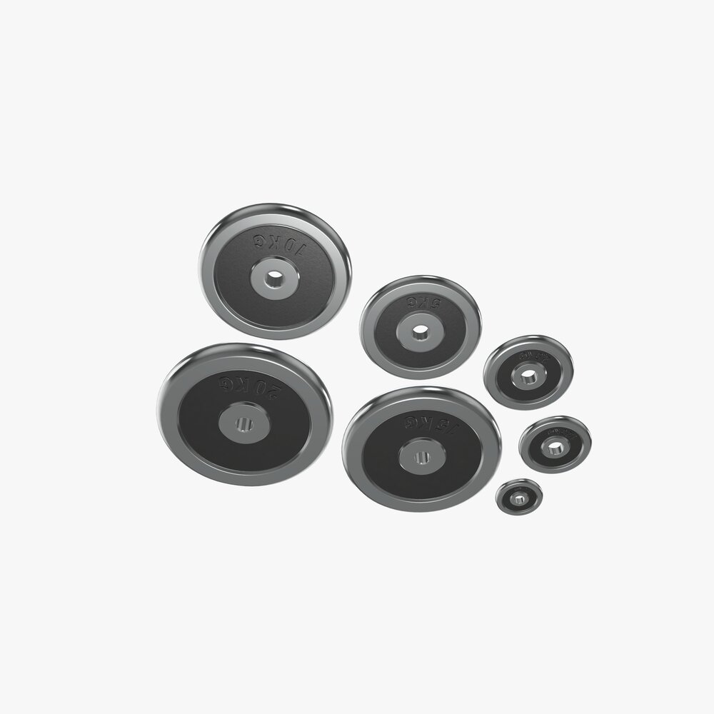Barbell Weight Plate Set Chrome 3D model - Download Sports Equipment on ...