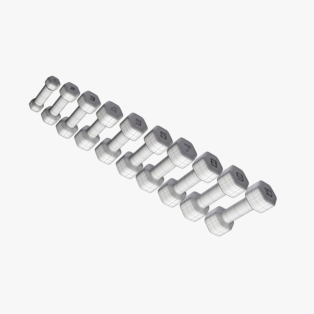 Hexagonal Dumbbells 3D model - Download Sports Equipment on 3DModels.org