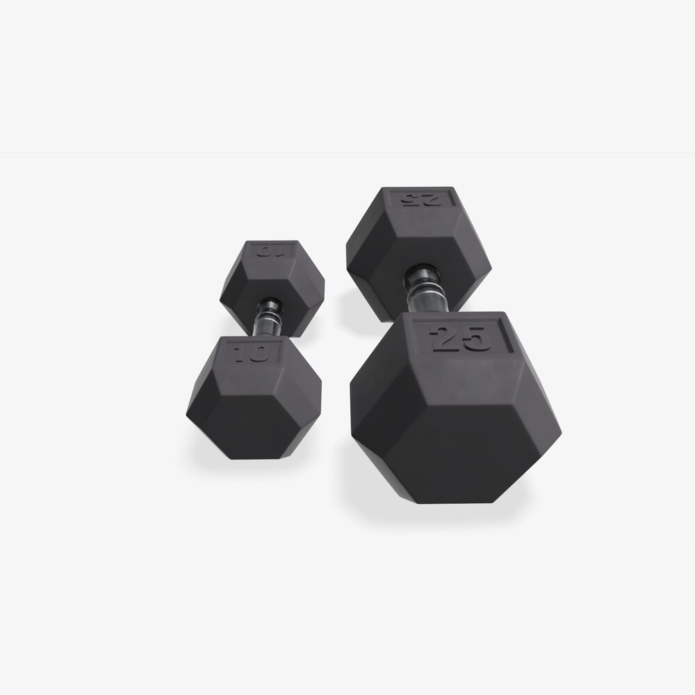 Hexagonal Rubberized Dumbbells 01 3D model - Download Sports Equipment ...