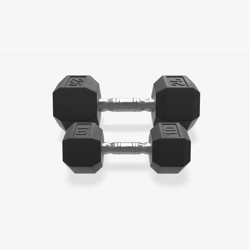Hexagonal Rubberized Dumbbells 01 3D model - Download Sports Equipment ...