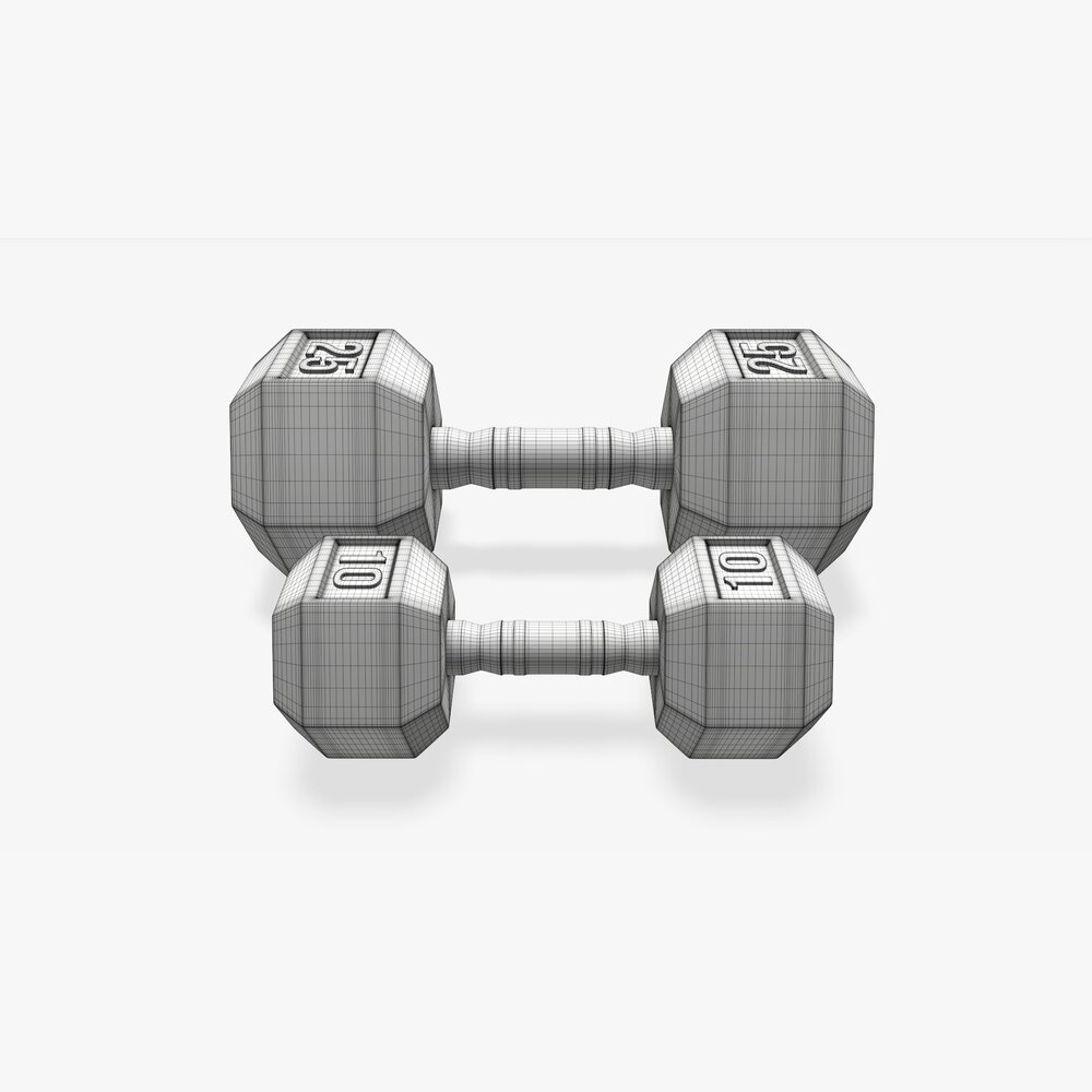 Hexagonal Rubberized Dumbbells 01 3D model - Download Sports Equipment ...