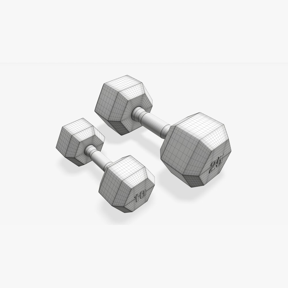 Hexagonal Rubberized Dumbbells 02 3D model - Download Sports Equipment ...