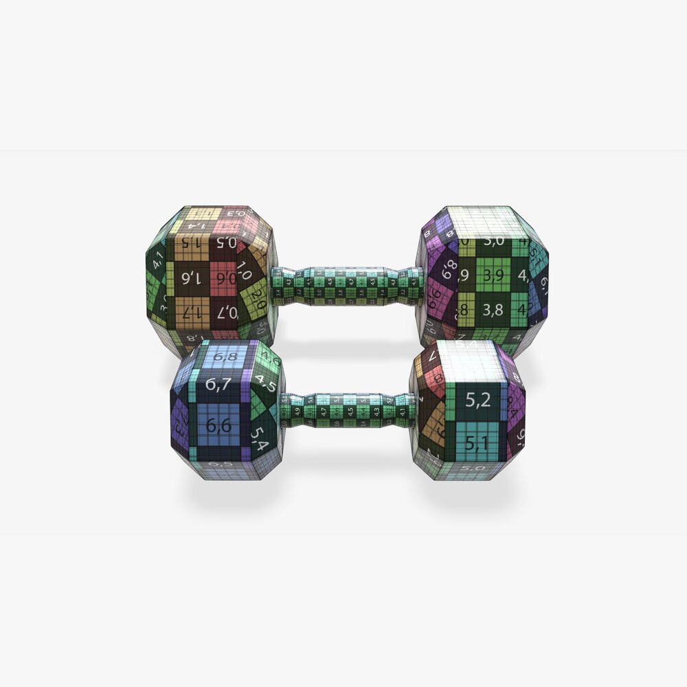 Hexagonal Rubberized Dumbbells 02 3D model - Download Sports Equipment ...