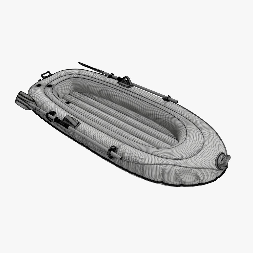 Inflatable Boat with Dual Paddles and Reinforced Seams 3D model ...
