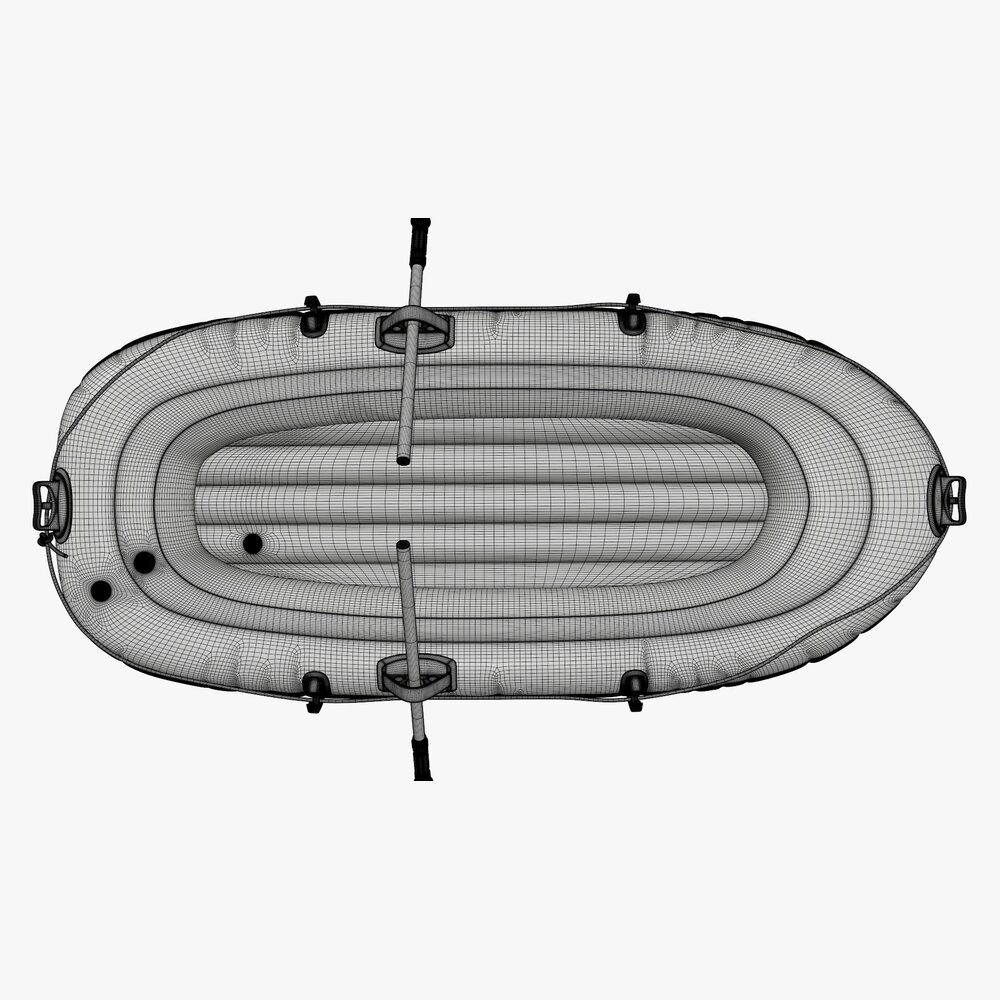 Inflatable Raft with Dual Oars and Safety Ropes 3D model - Download ...