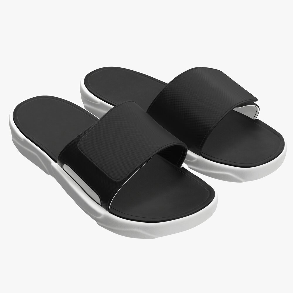 Mens Slides Footwear Sandals 02 3D model - Download Shoes on 3DModels.org
