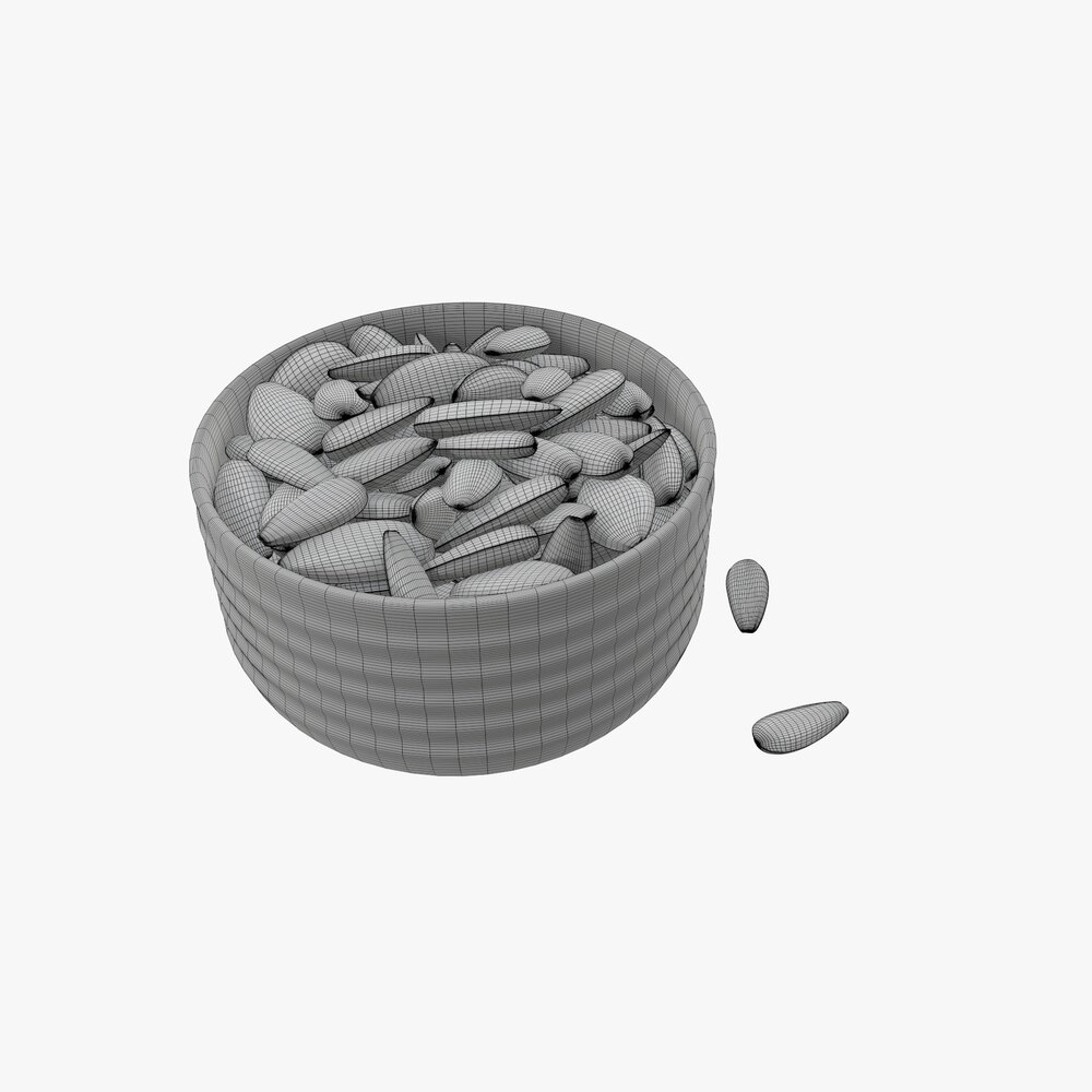 Sunflower Seeds In Bowl 01 3D model - Download Nuts on 3DModels.org