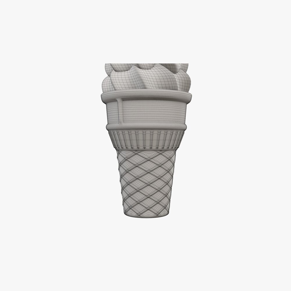 Waffle Cone With Ice Cream 01 3D model - Download Dessert on 3DModels.org