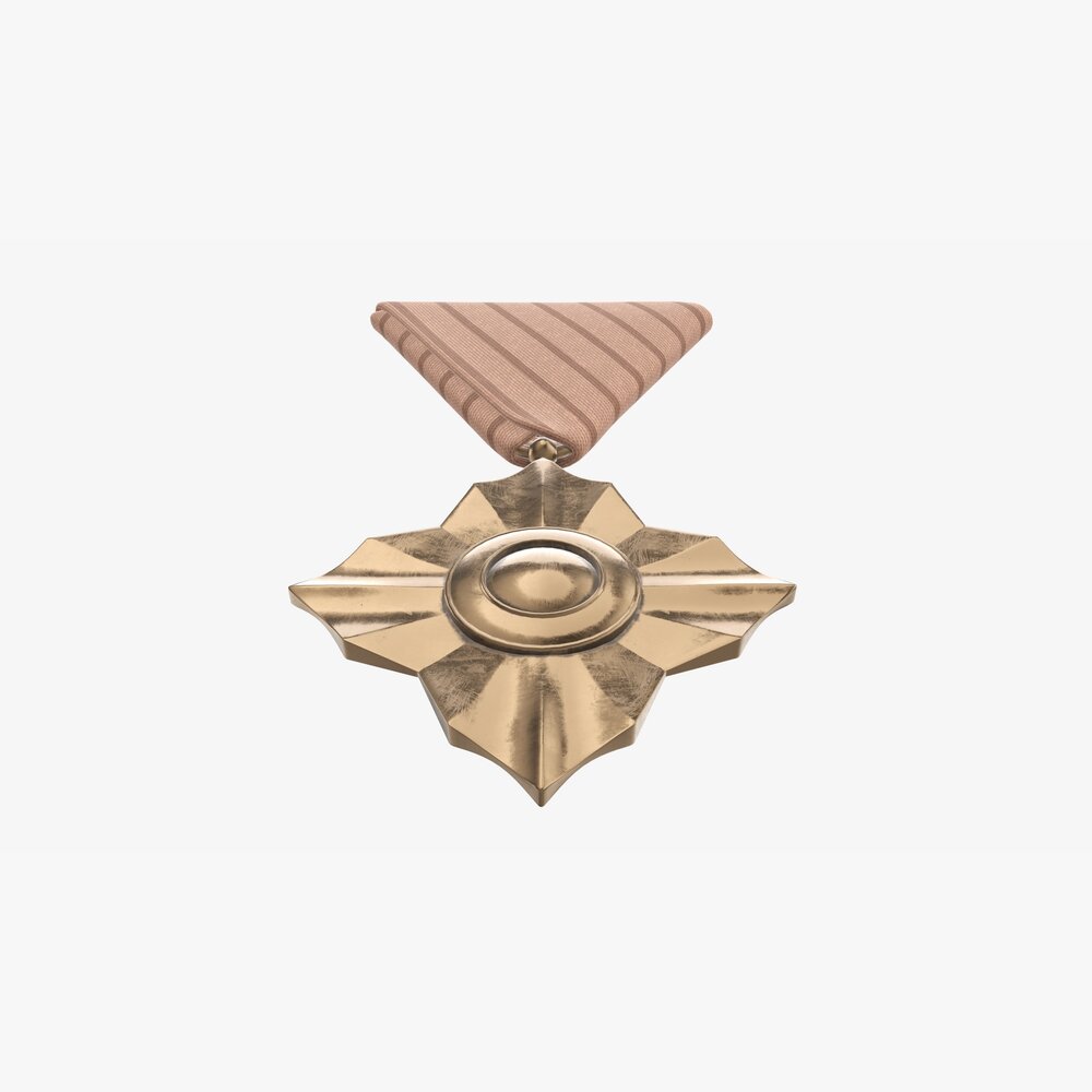Gold Medal with Pink Striped Ribbon Award 3D model - Download Trophy on ...
