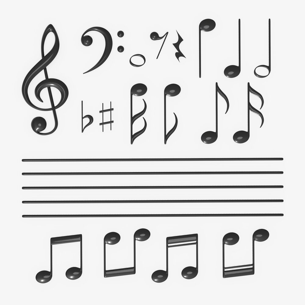 Símbolos de Notación Musical Modelo 3D - Descargar Instrumentos ...