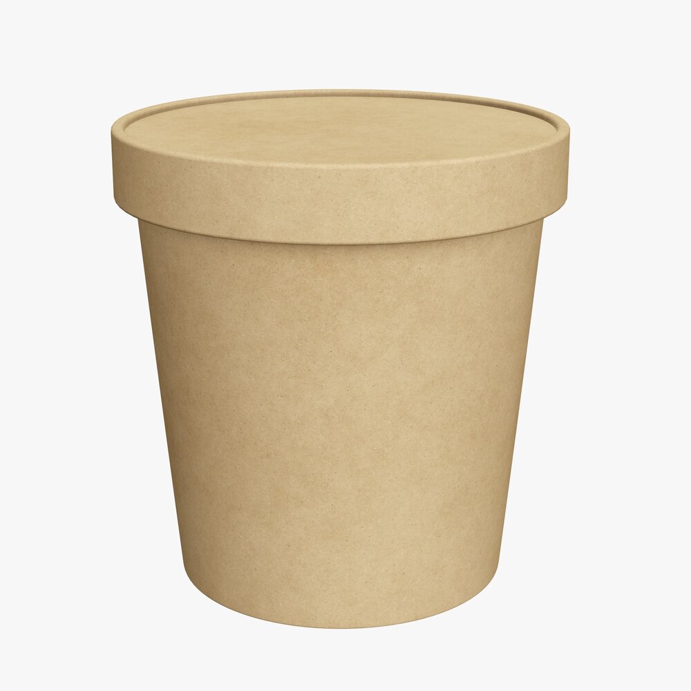 Cylindrical Paper Container with Lid 3D model - Download Mockup on ...