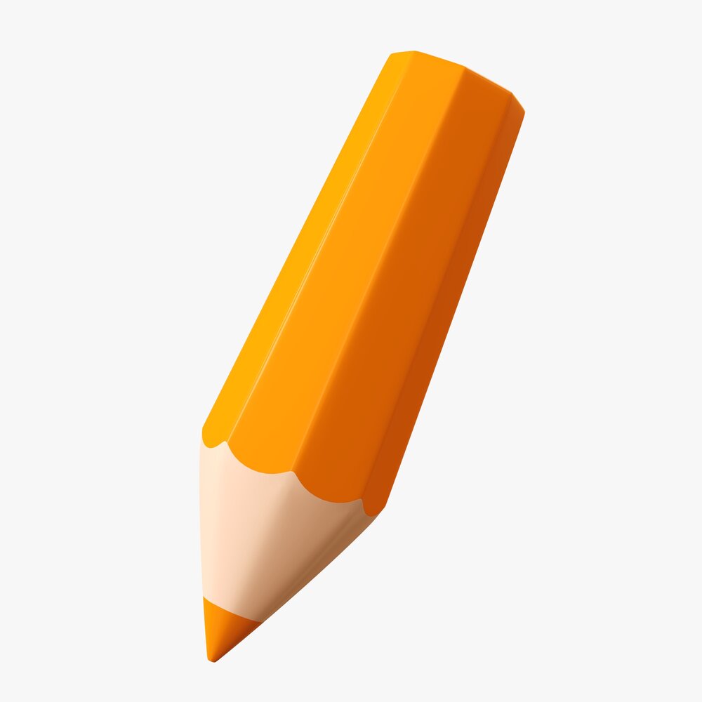 Stylized Orange Pencil 3D model - Download Stationery on 3DModels.org