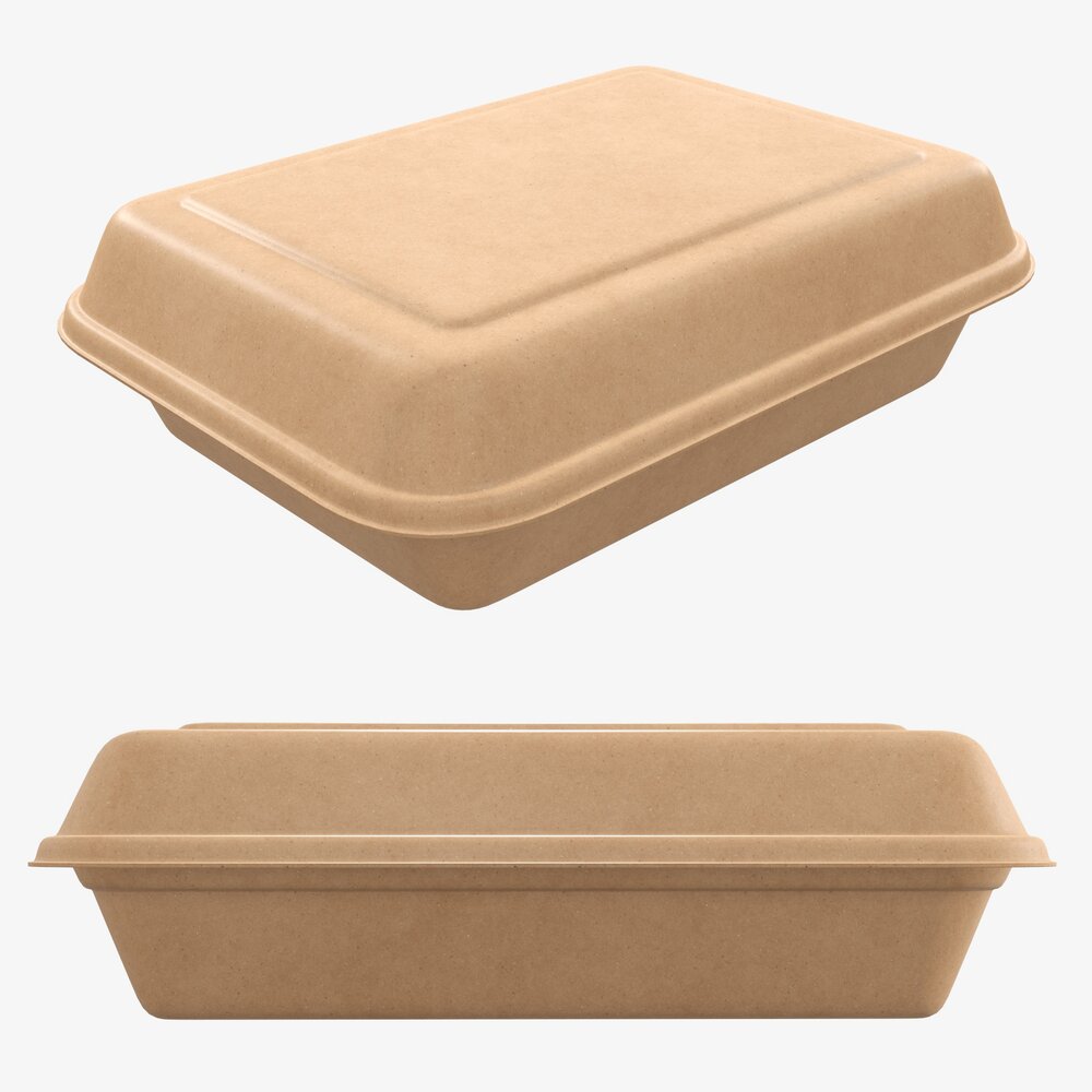 Take-out Lunch Cardboard Box 01 Closed 3D model - Download Mockup on ...