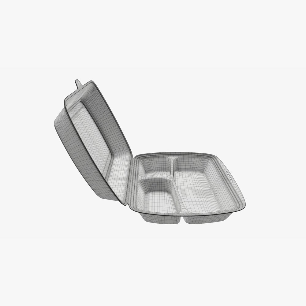 Take-out Lunch Polystyrene Box 02 3D model - Download Mockup on ...