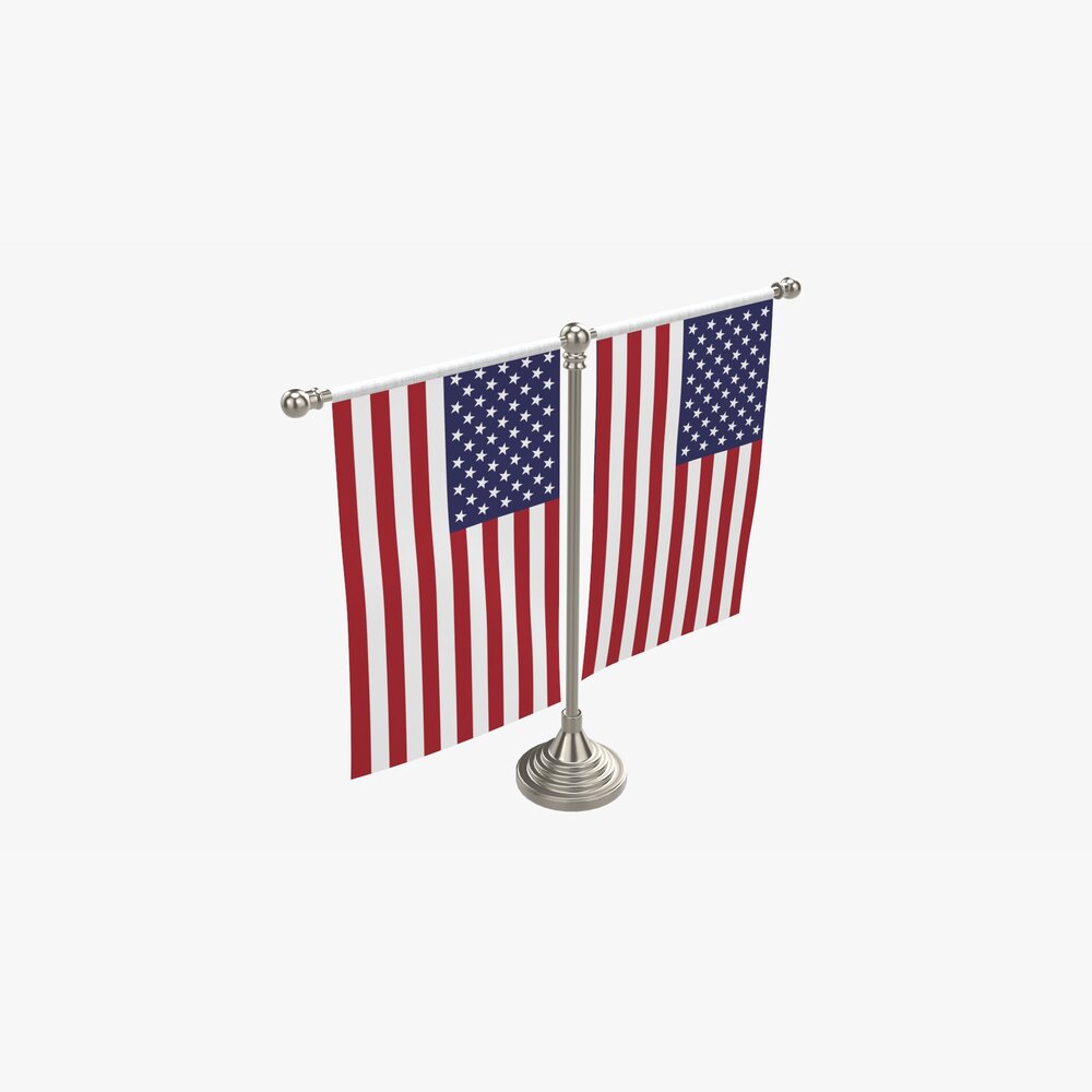 Decorative Desk Flag Double Flagpole 3D model - Download Decoration on ...