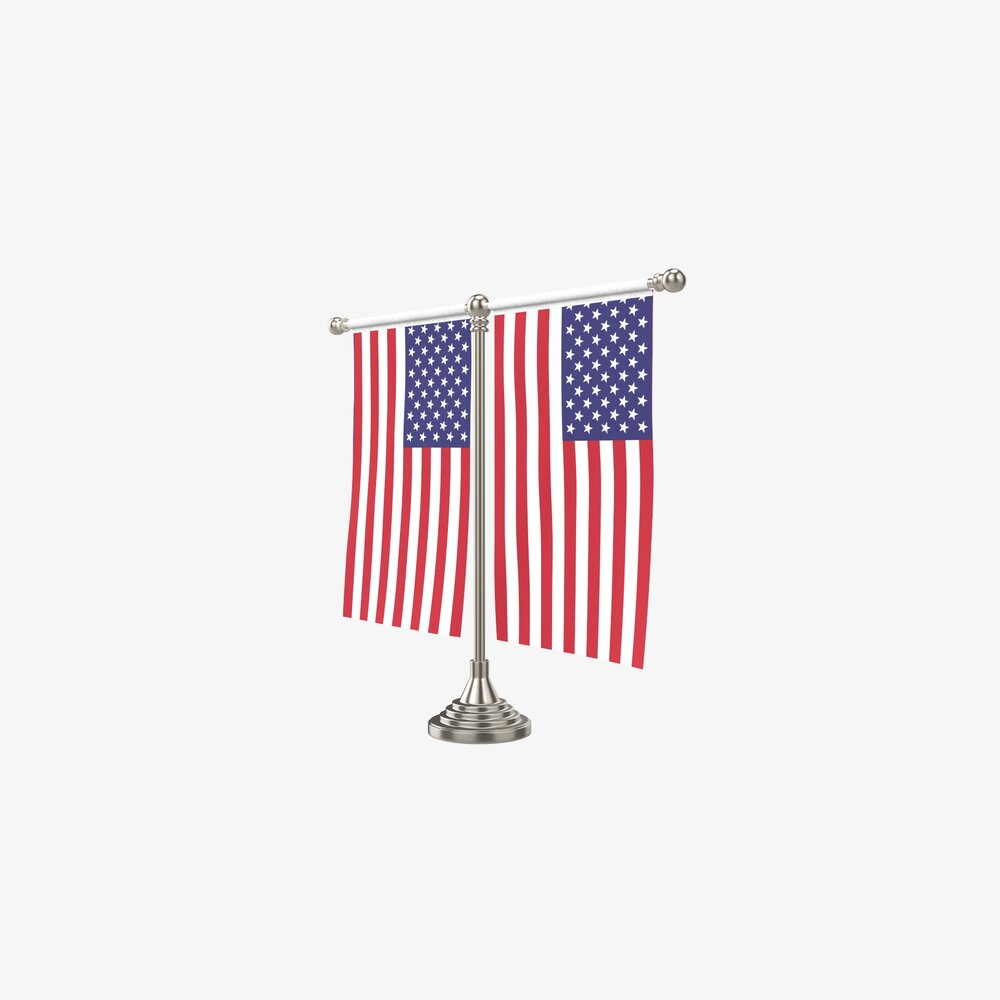 Decorative Desk Flag Double Flagpole 3D model - Download Decoration on ...