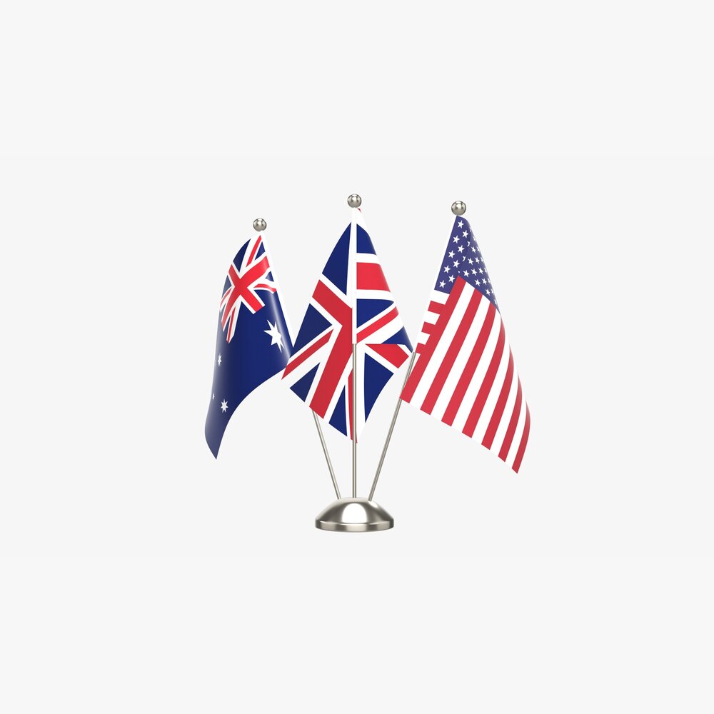 Decorative Desk Flag Triple Flagpole 3D model - Download Decoration on ...
