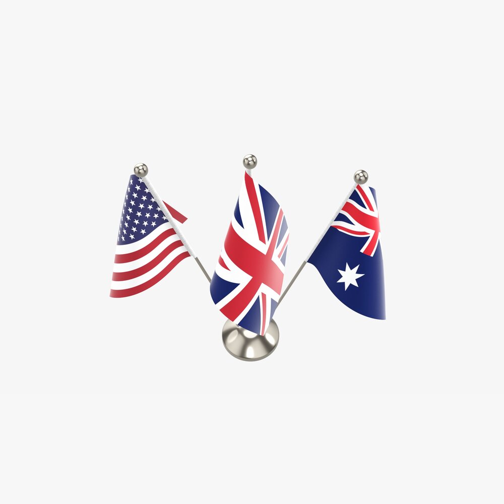 Decorative Desk Flag Triple Flagpole 3D model - Download Decoration on ...