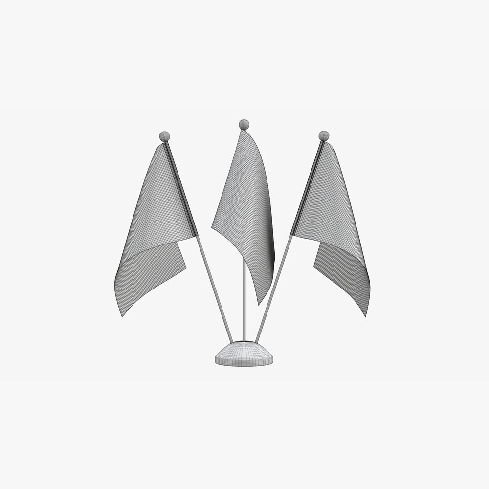Decorative Desk Flag Triple Flagpole 3D model - Download Decoration on ...