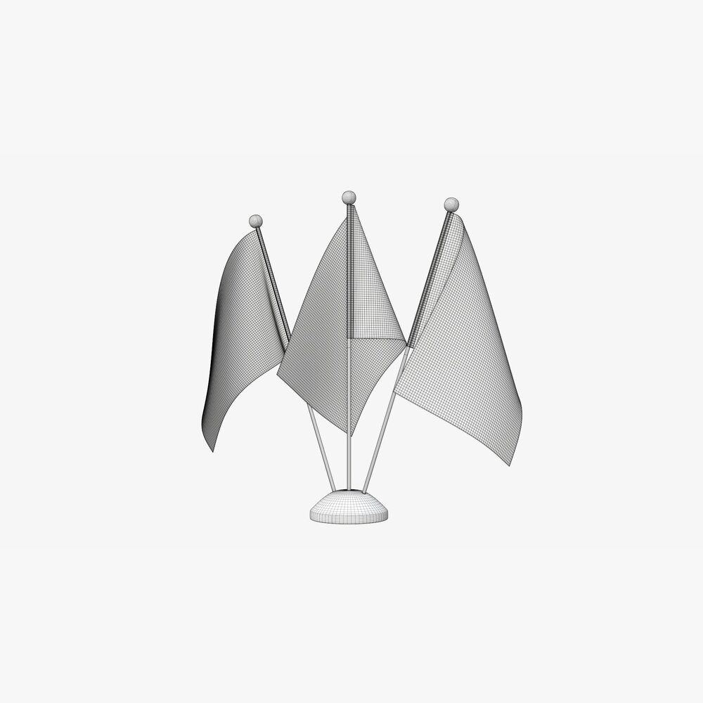 Decorative Desk Flag Triple Flagpole 3D model - Download Decoration on ...