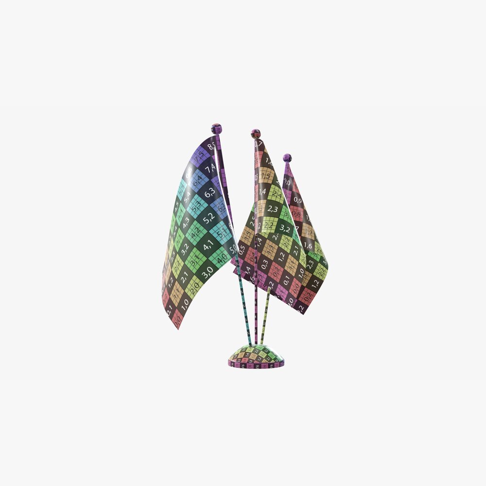 Decorative Desk Flag Triple Flagpole 3D model - Download Decoration on ...