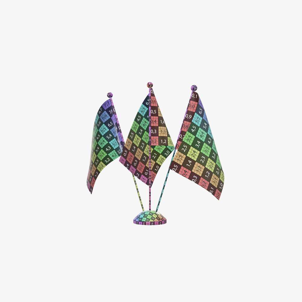 Decorative Desk Flag Triple Flagpole 3D model - Download Decoration on ...