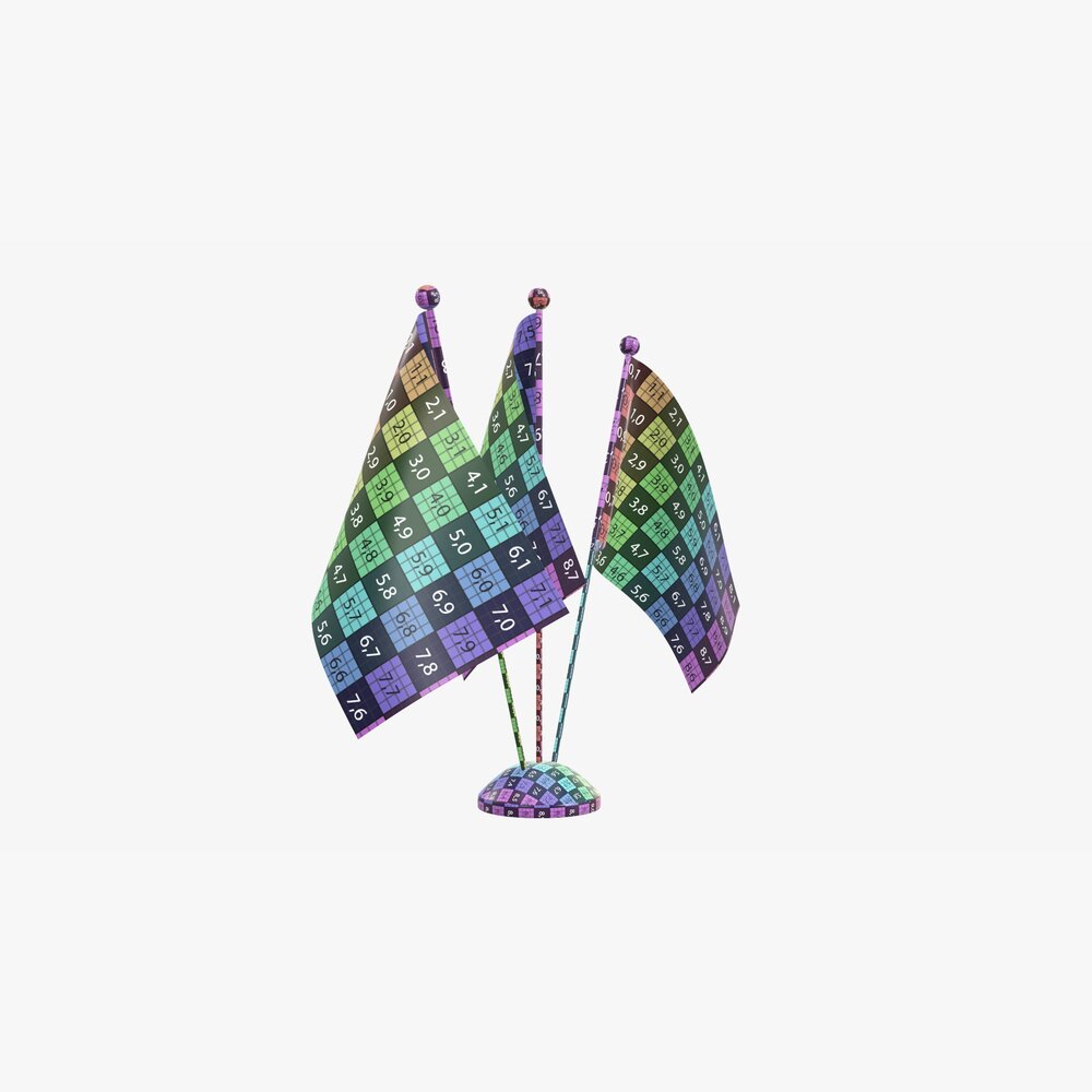 Decorative Desk Flag Triple Flagpole 3D model - Download Decoration on ...