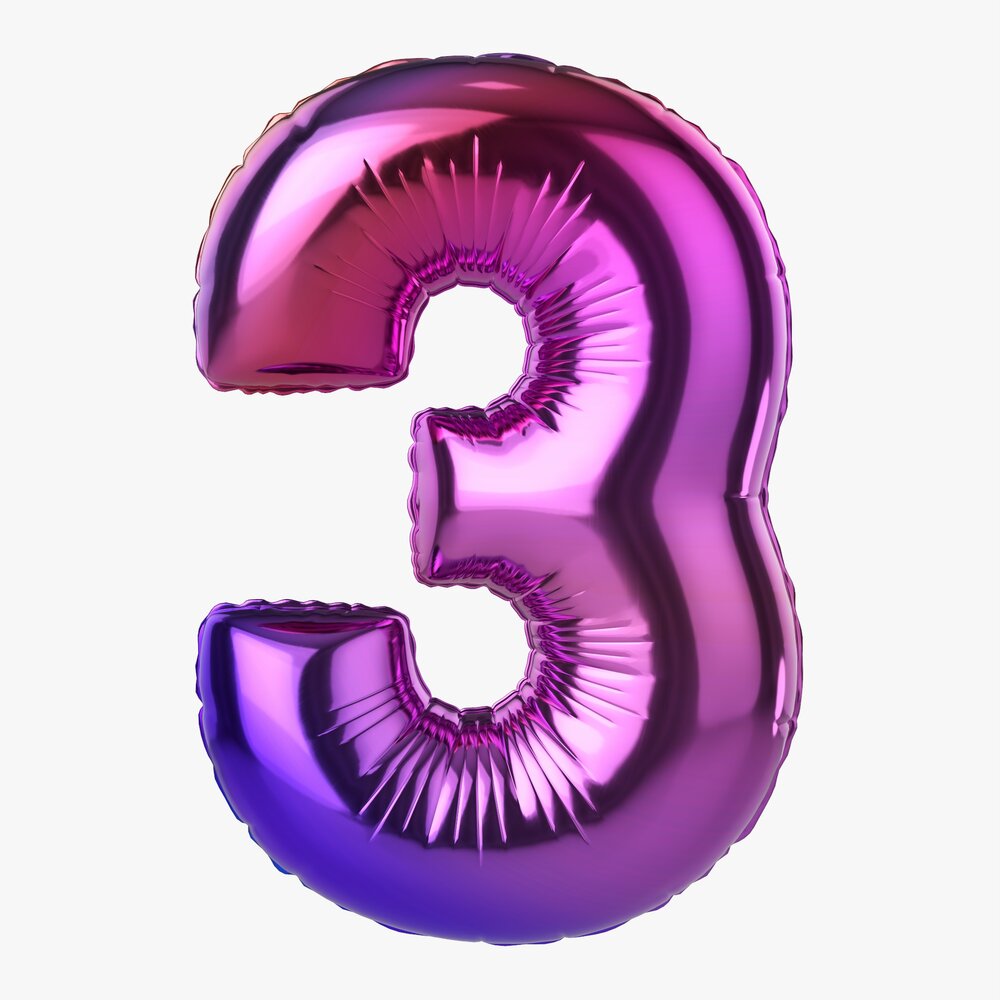 Globo de Papel Morado Número Tres Modelo 3D - Descargar Juguetes on ...
