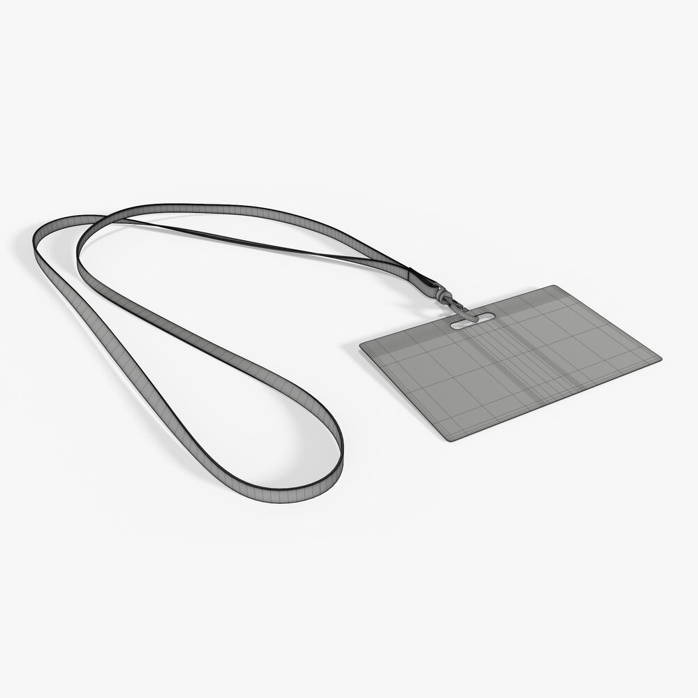 Identity Card On Strap Narrow 3D model - Download Stationery on ...