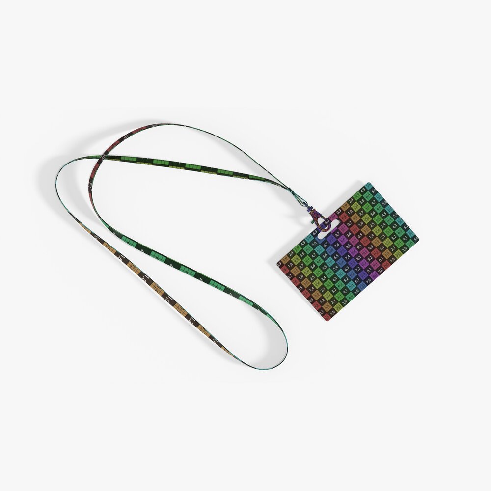 Identity Card On Strap Narrow 3D model - Download Stationery on ...