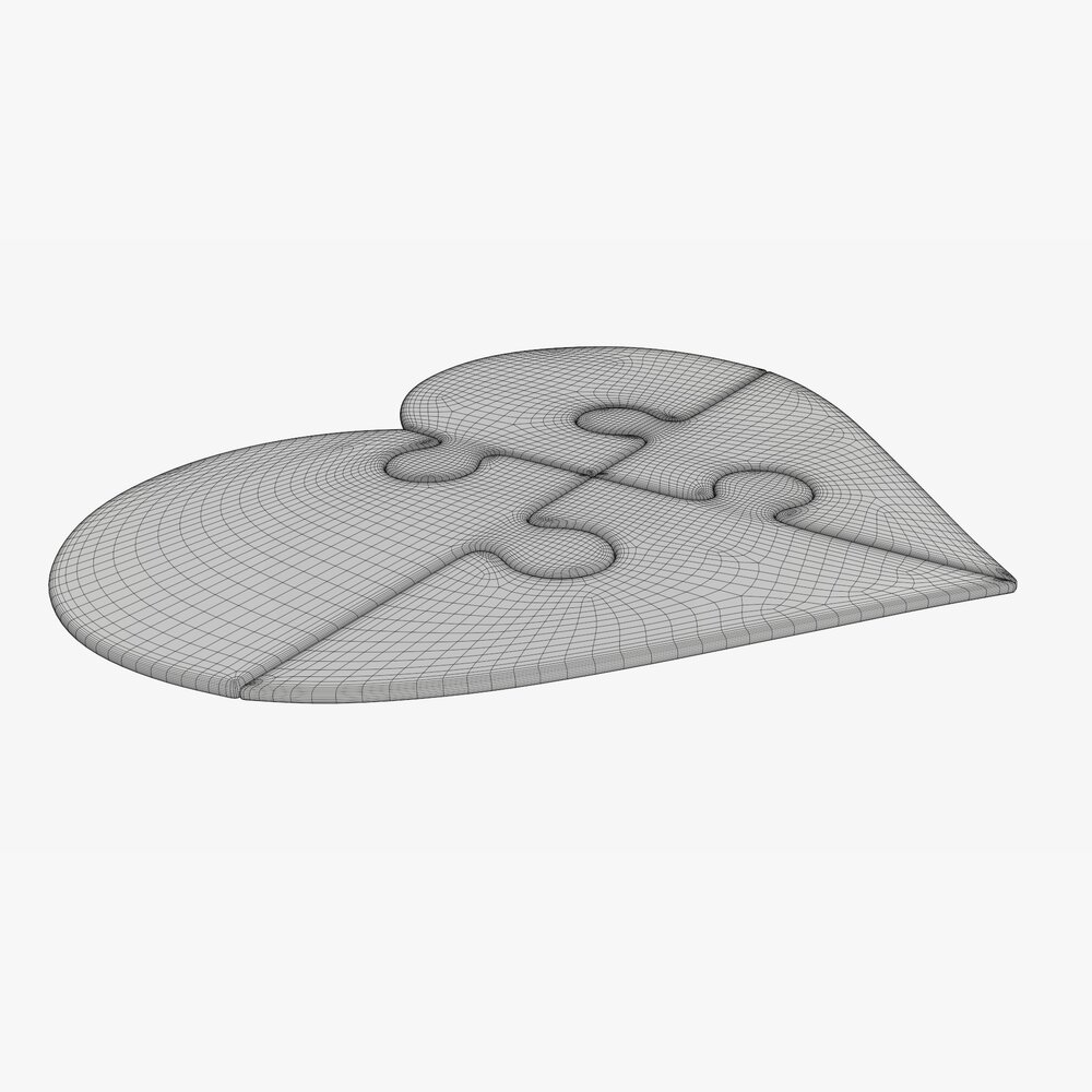 Heart Jigsaw Puzzle with Four Interlocking Pieces 3D model - Download ...