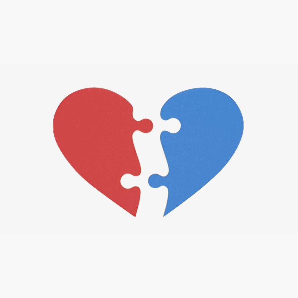 Jigsaw Puzzle Heart Halves 3D model - Download Toys on 3DModels.org